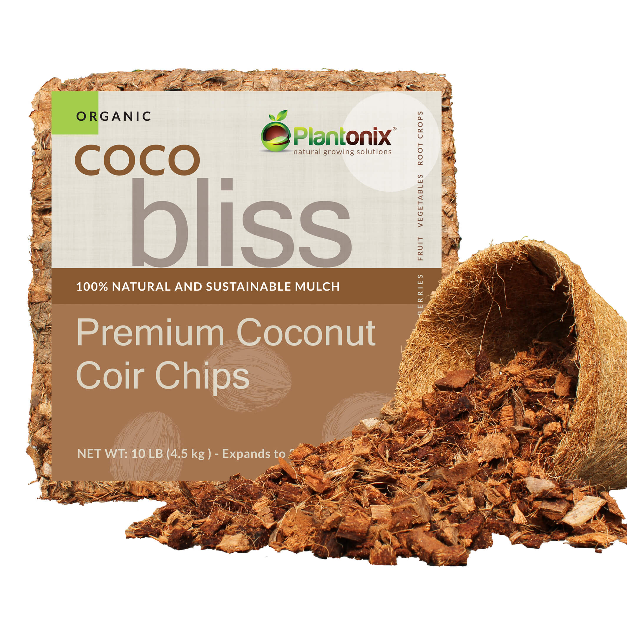 Coco Bliss - 10 LB Coco Husk Chip Blocks – LUMBRI WORMS & GARDEN, LLC