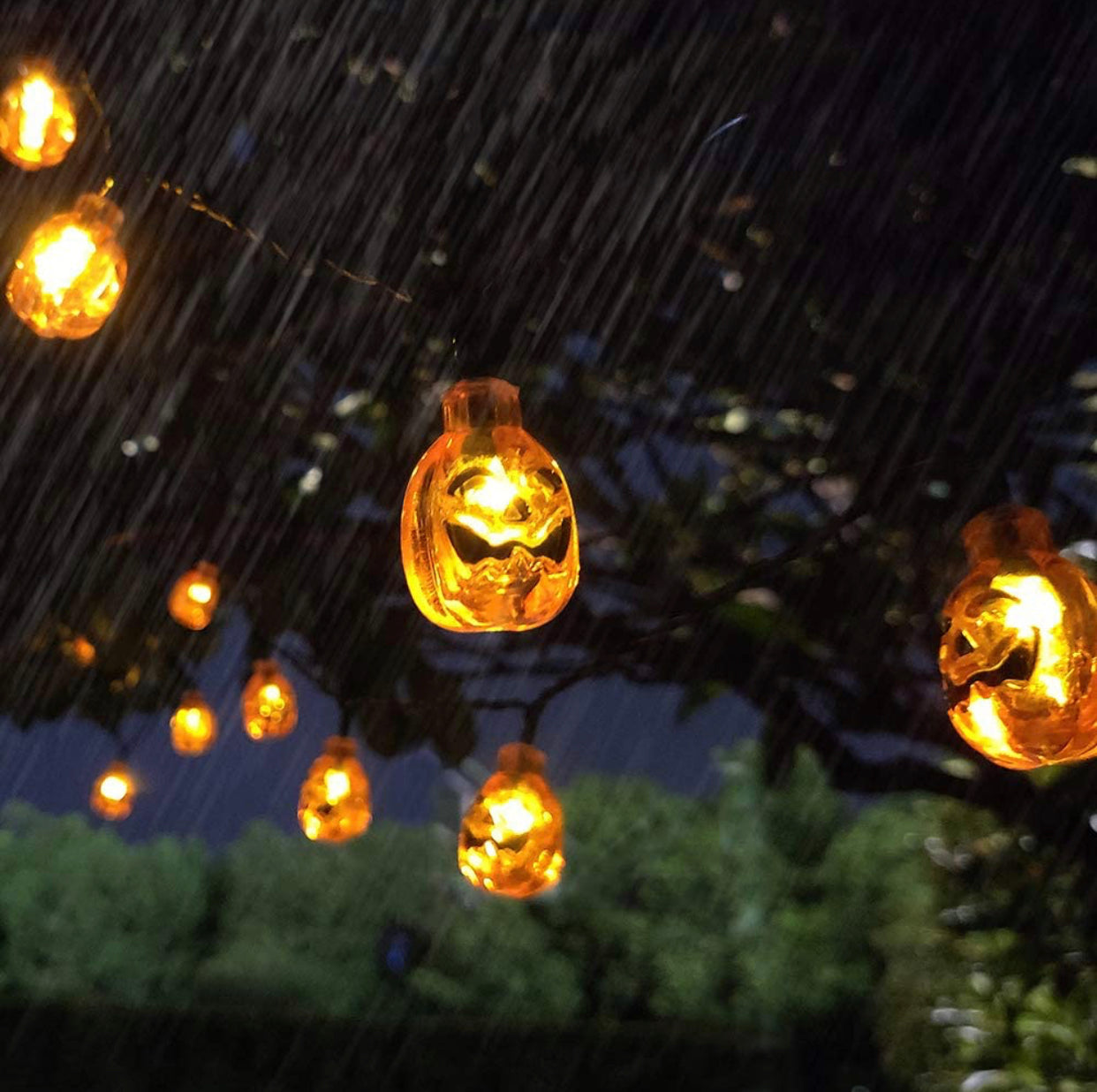 33Ft Solar Powered Pumpkin Halloween String Lights 50 LED with 8 Light ...