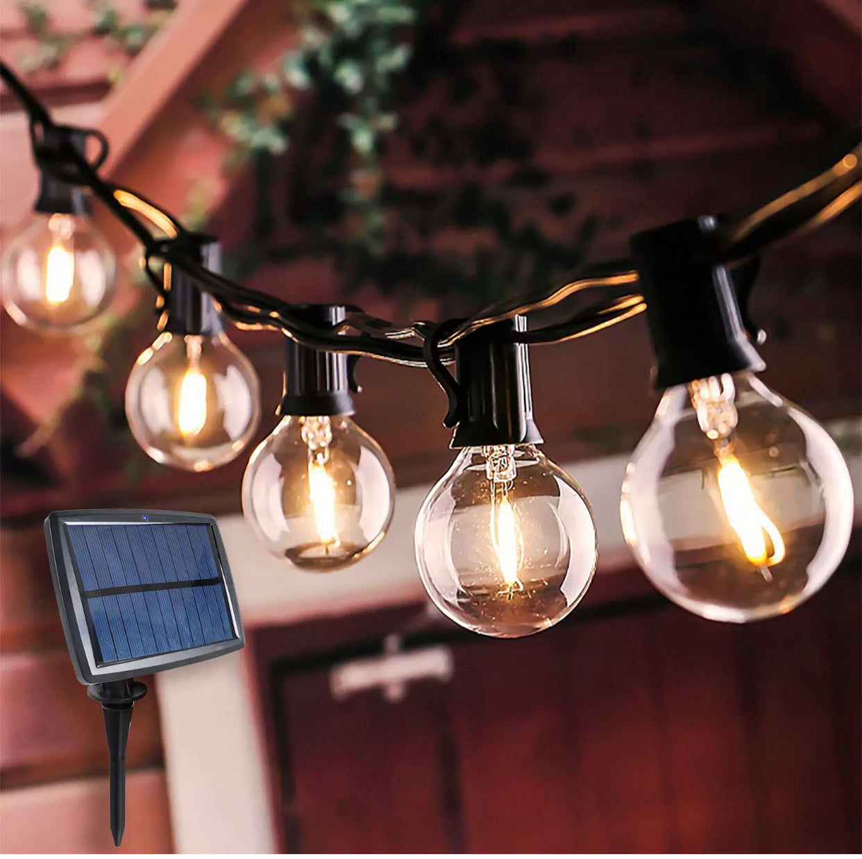 27 Ft Pro - Globe Solar LED Outdoor String Lights – Waterproof, G40 Re ...